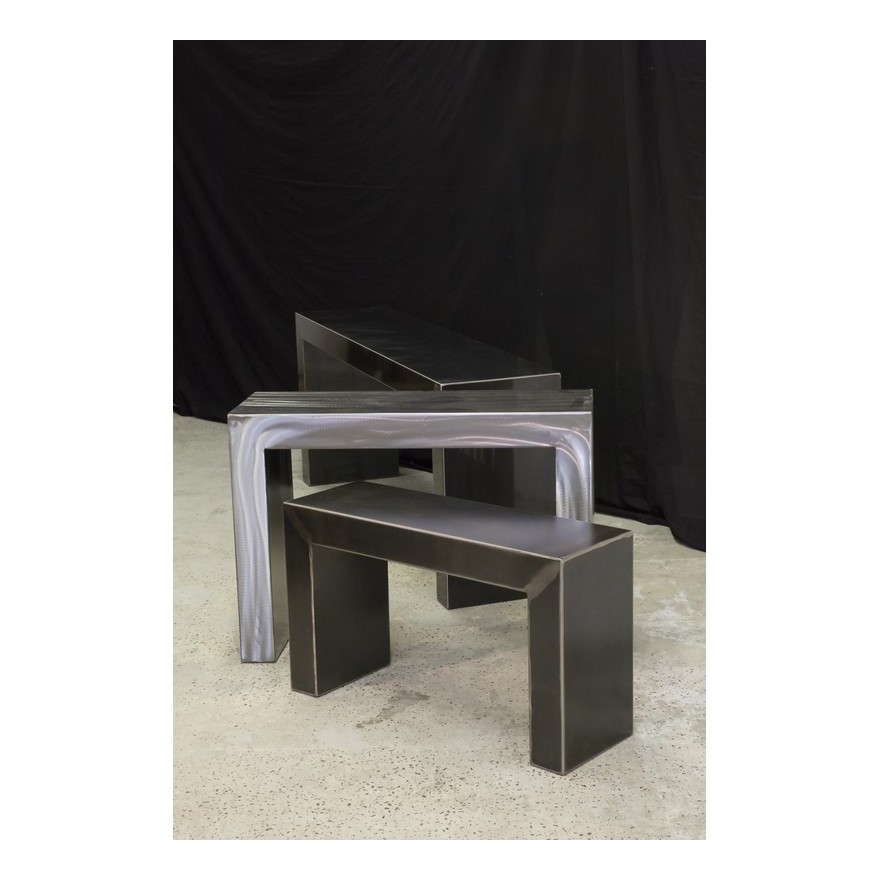 Console en métal LOFT acier meulé en lignes design et contemporain